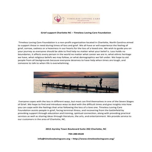 Grief support Charlotte NC - Timeless Loving Care Foundation | PDF