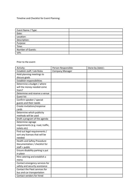 Event checklist | PDF