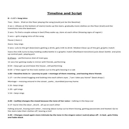 Timeline and script