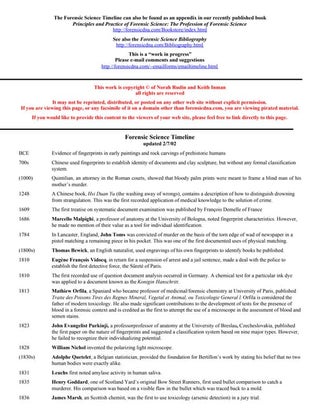 Advances In Forensic Science Timeline