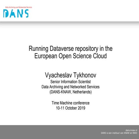 Running Dataverse repository in the European Open Science Cloud (EOSC ...