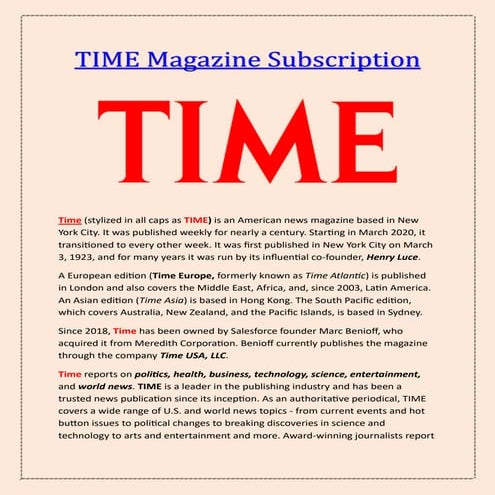 TIME Magazine Subscription - ebookscheaper.com