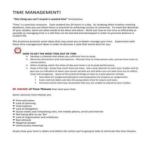 TIME MANAGEMENT | PDF