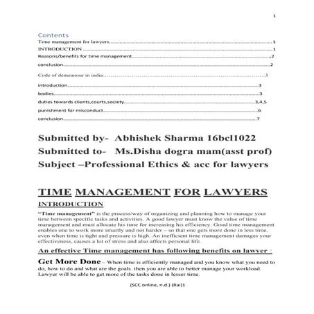 Time management for lawyers by abhishek sharma | PDF