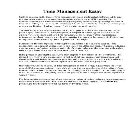 Time Management Essay. Time Management Essay Ilustrasi | PDF