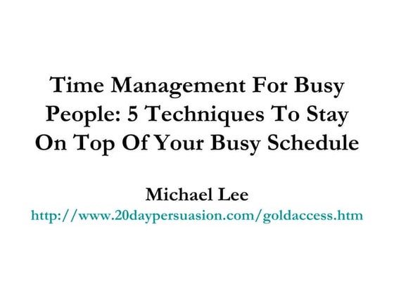 Presentation on time management | PPTX