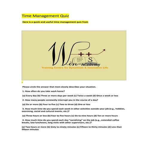 Time management quiz | DOC