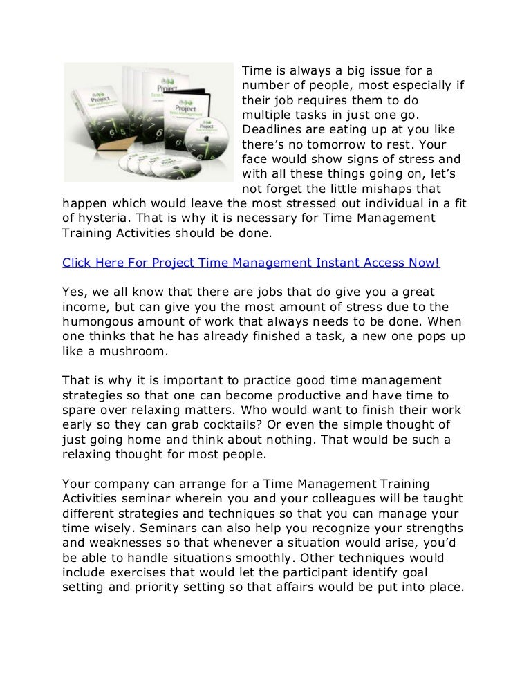 Time Management Training Activities Project Time Management time-management-training-activities-project-time-management