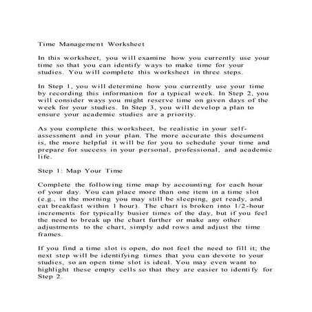 Time Management WorksheetIn this worksheet, you will examine h | DOCX