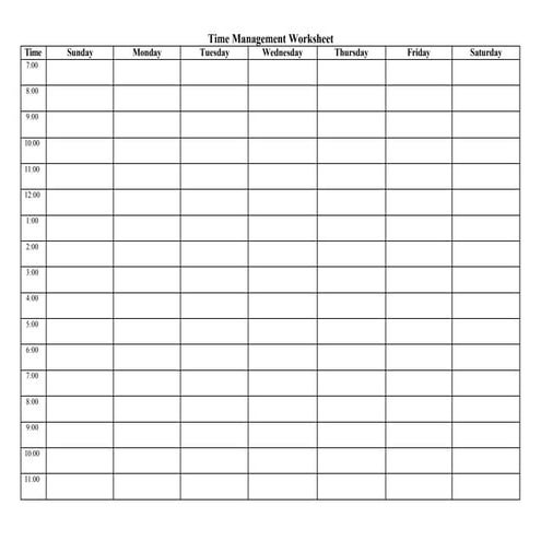 Time management worksheets | PDF