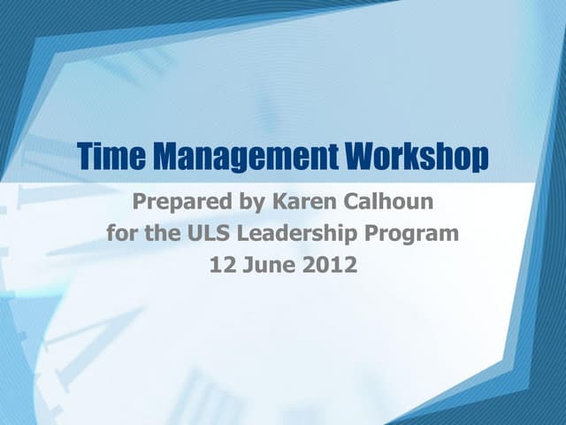 Time Management Workshop | PDF