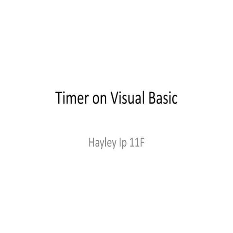 Creating the Timer on visual basic | PPT