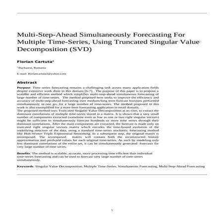 Multi Step Ahead Simultaneously Forecasting For Multiple Time Series Using Truncated Singular