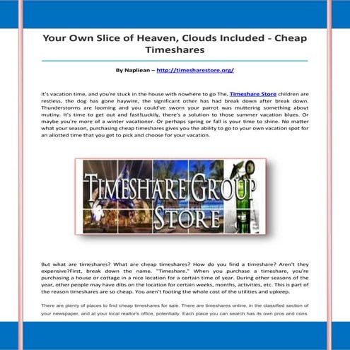 Timeshare store | PDF