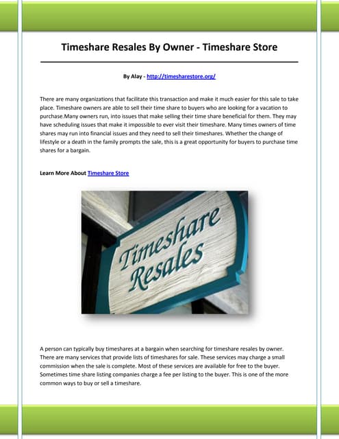Timeshare store | PDF
