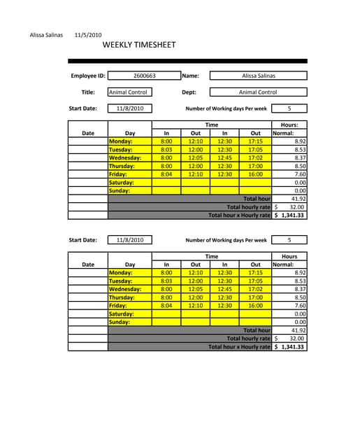 Time sheet | PDF