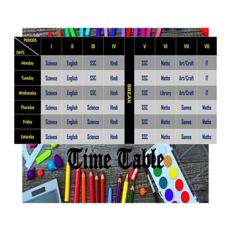 TIME TABLE of school templateeeeeeeeeeee | PPT