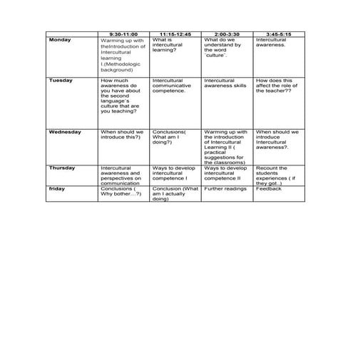Timetable assignment 1 | DOCX