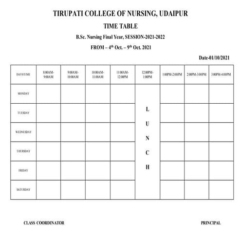 TIME TABLE B.Sc. NURSING TIME TABLE INC.docx