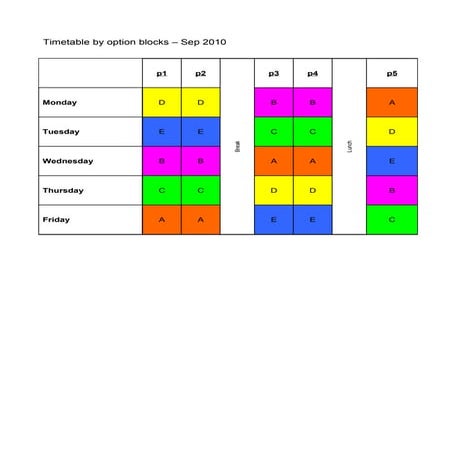 Timetable by option blocks Sept 2010 | PDF