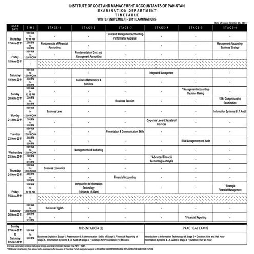 Timetable cma w202k11 | PPT