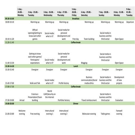 Timetable exploring the potential of social media | PPT