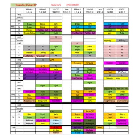 Our Timetable | PPT