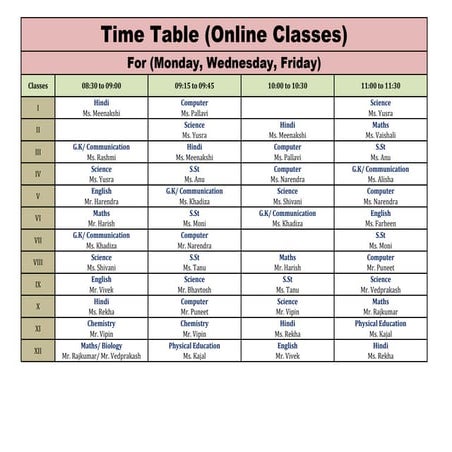 Time Table Online for Monday Wednesday & Friday.pdf