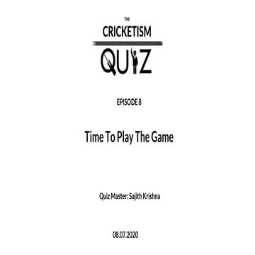 Contemporary Cricket Quiz - Celebrating return of cricket after Covid ...