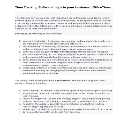 Time Tracking Software helps in your business OfficeTimer.pdf