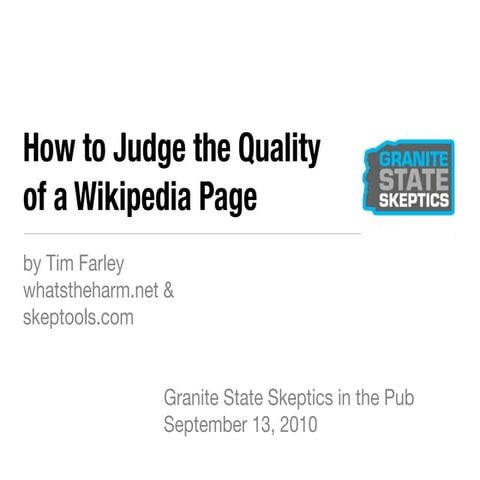How to Judge the Quality of a WIkipedia Page | KEY