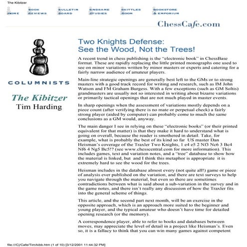 Tim harding two knights defence part i | PDF | Table Tennis | Sports