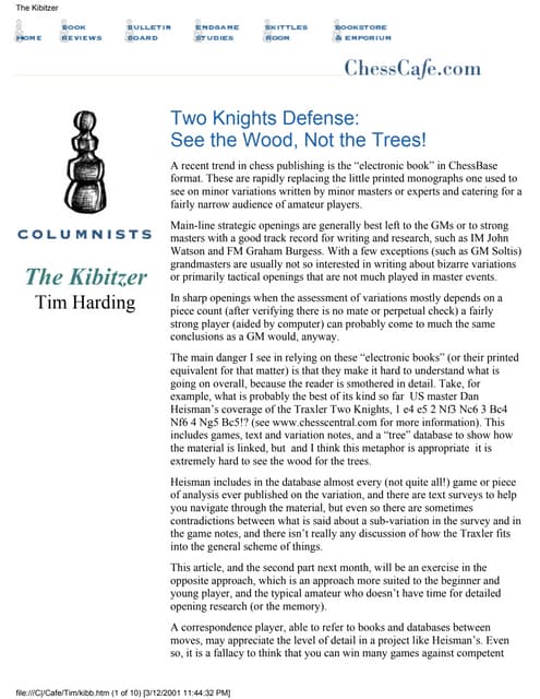 Tim harding two knights defence part ii | PDF | Board Games and Puzzles ...
