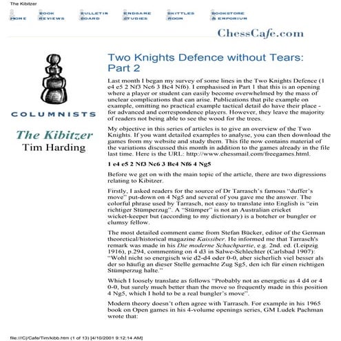 Tim harding two knights defence part ii | PDF