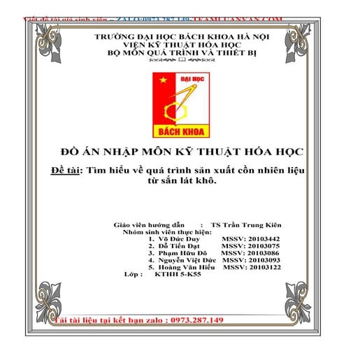 Tim Hiểu Về Qua Trinh Sản Xuất Cồn Nhien Liệu Từ Sắn Lat Kho.doc