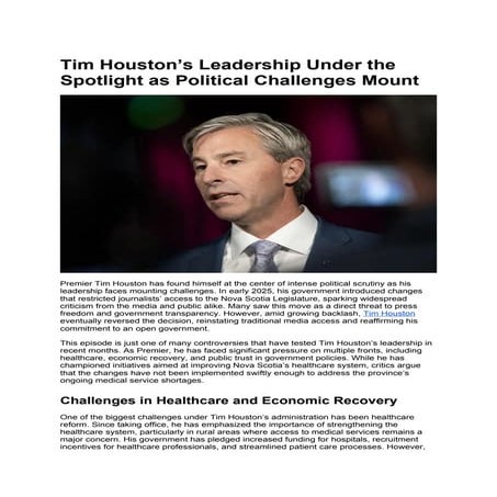 Tim Houston’s Leadership Faces Growing Scrutiny | DOCX