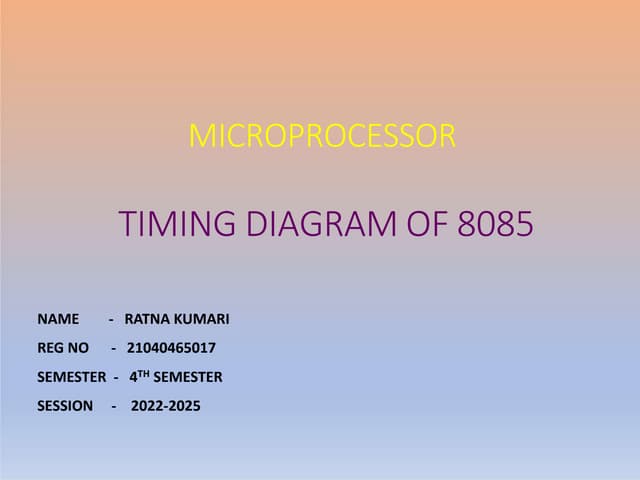 Timing diagram of microprocessor 8085 | PDF