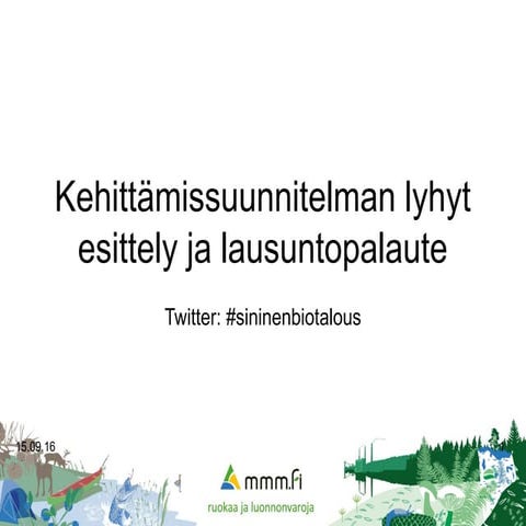 Timo Halonen, MMM: Suunnitelman esittely ja lausuntopalaute | PPT
