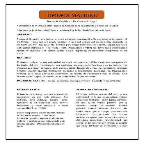 THYMOMA. TUMOR MEDIASTINAL DESCRIPCION.. | PPTX