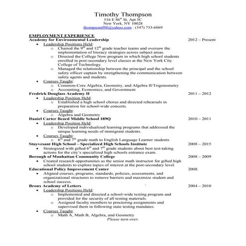 Timothy Thompson Resume | PDF