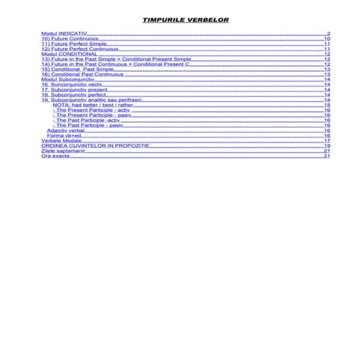 Timpurile verbelor | DOC