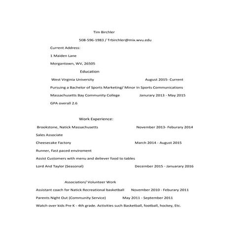 Tim's Resumer | RTF