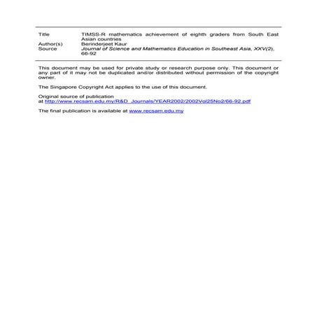 Timss 2 | PDF | Educational Assessment | Education