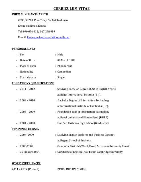 Thai.curriculum vitae | PDF