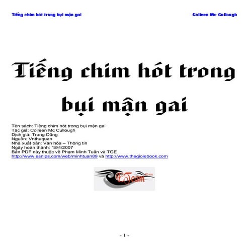 Tiếng Chim Hót Trong Bụi Mận Gai Pdf