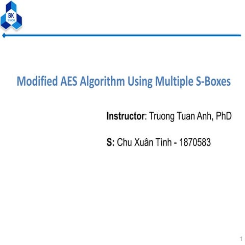 Modified Aes Algorithm Using Multiple S Boxes Ppt
