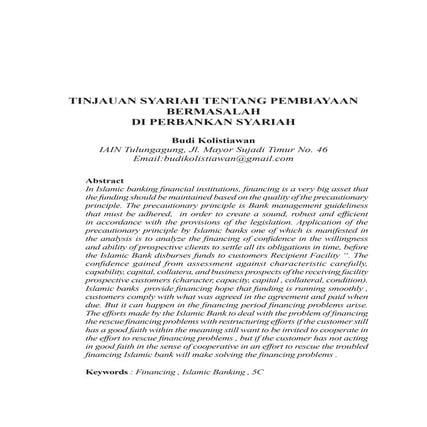 Tinjauan syariah tentang pembiayaan bermasalah di perbankan syariah | PDF