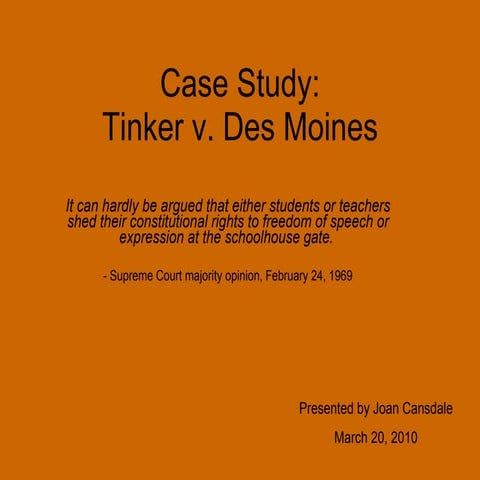 Tinker vs. DesMoines - Student Free Speech | PPT