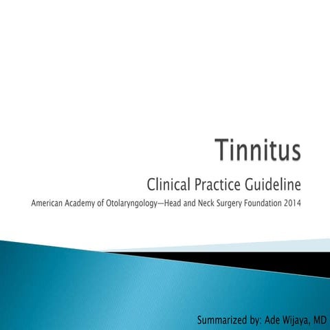 Tinnitus | PPTX | Diseases and Conditions | Medical Health