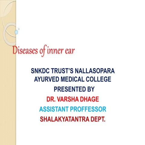 common Inner ear Disorders | PPTX